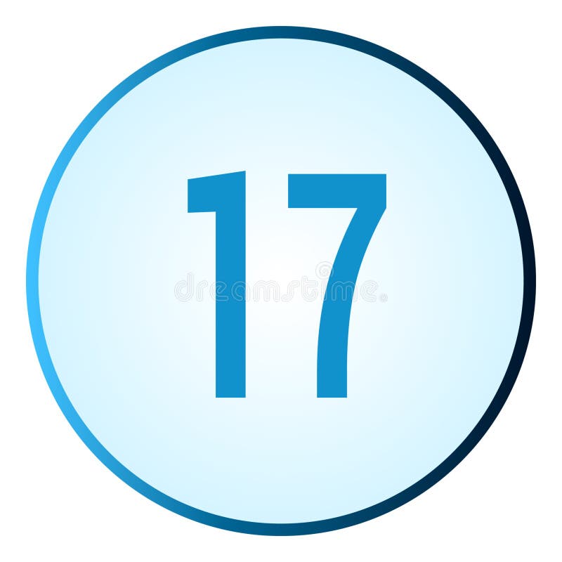 Number 17 Symbol or Logo with Round Frame in Blue Gradient Color Stock ...