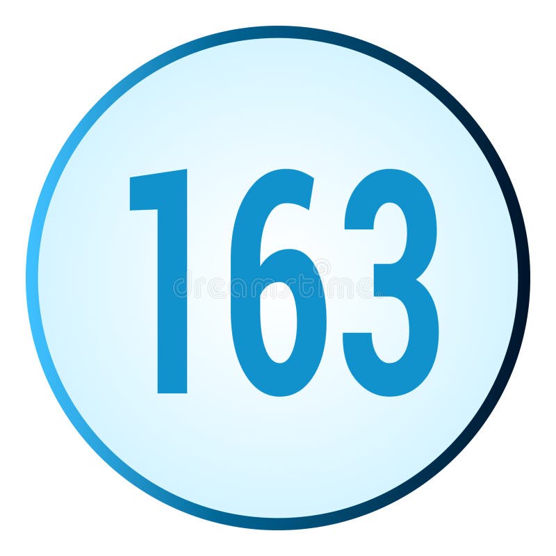 Number 163 Symbol or Logo with Round Frame in Blue Gradient Color Stock ...