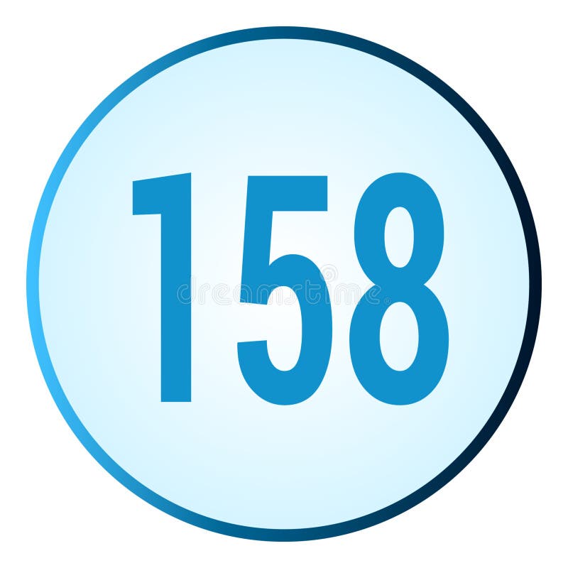 Number 158 Symbol or Logo with Round Frame in Blue Gradient Color Stock ...