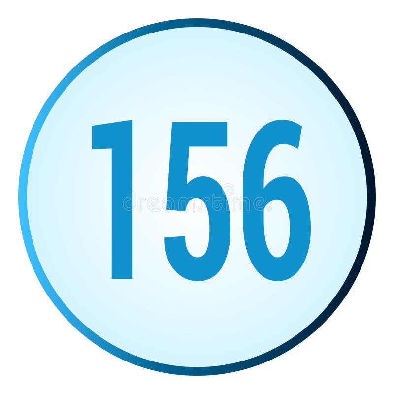 Number 156 Symbol or Logo with Round Frame in Blue Gradient Color Stock ...