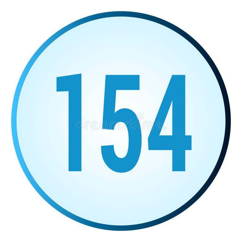 Number 154 Symbol or Logo with Round Frame in Blue Gradient Color Stock ...