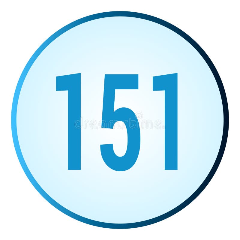 Number 151 Symbol or Logo with Round Frame in Blue Gradient Color Stock ...