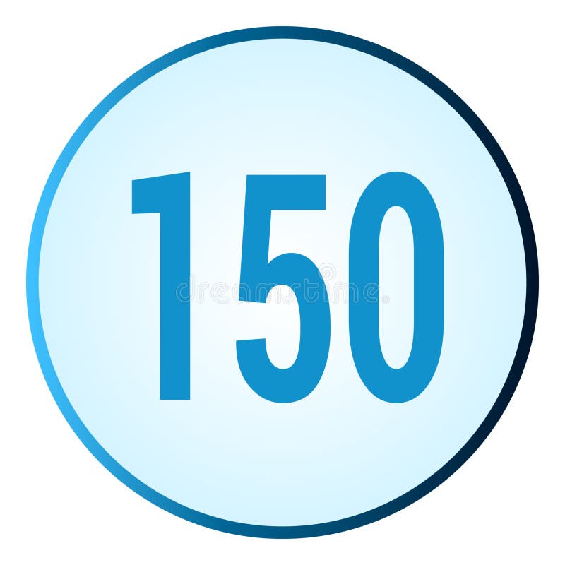 Number 150 Symbol or Logo with Round Frame in Blue Gradient Color Stock ...