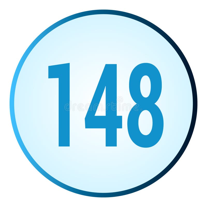 Number 148 Symbol or Logo with Round Frame in Blue Gradient Color Stock ...