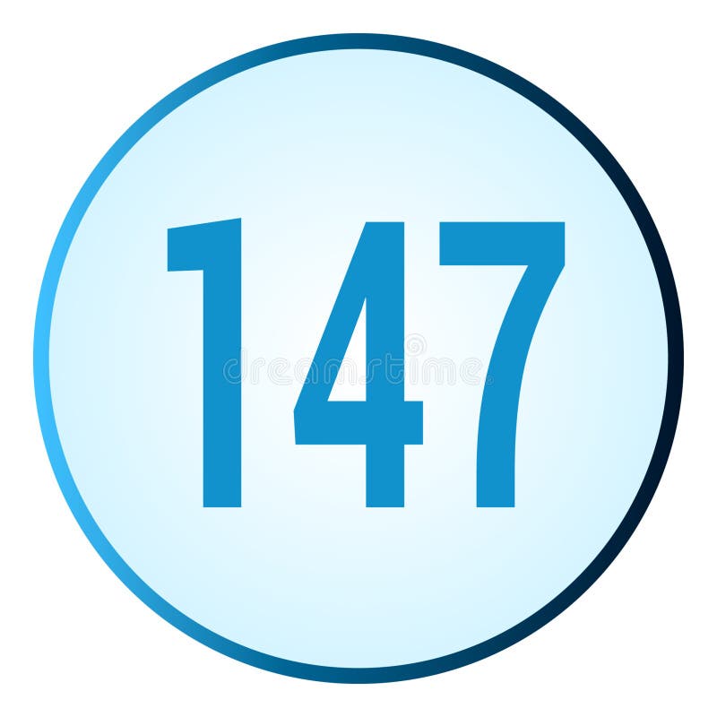 Number 147 Symbol or Logo with Round Frame in Blue Gradient Color Stock ...