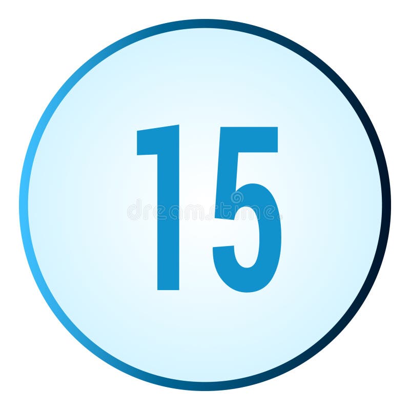 Number 15 Symbol or Logo with Round Frame in Blue Gradient Color Stock ...
