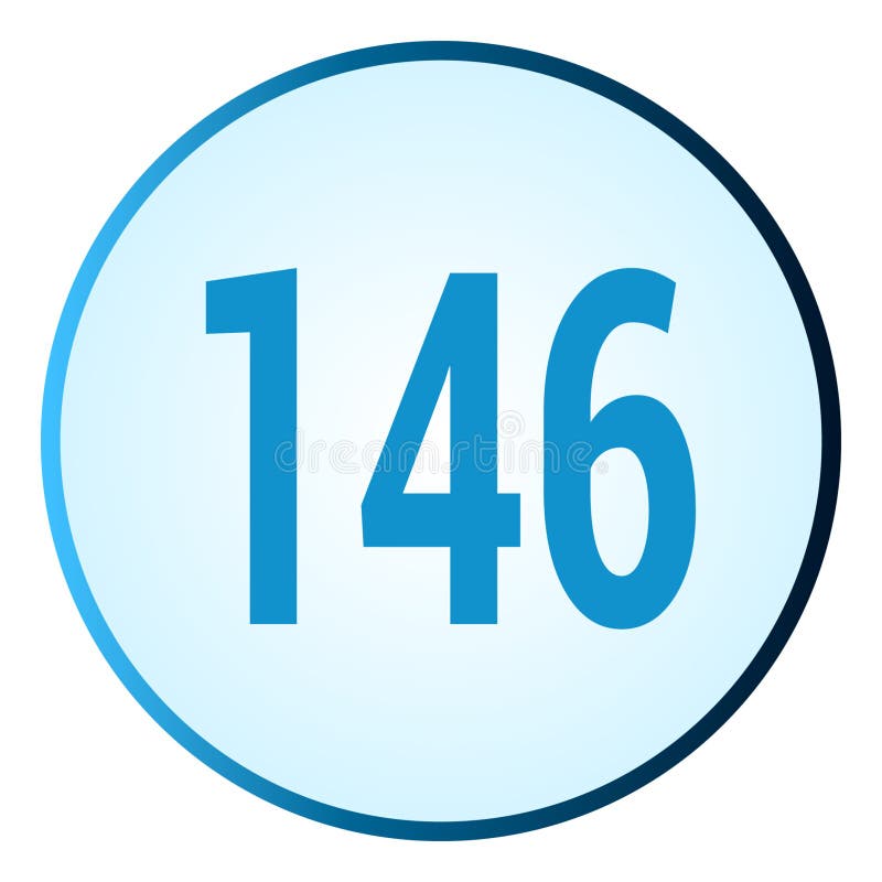 Number 146 Symbol or Logo with Round Frame in Blue Gradient Color Stock ...