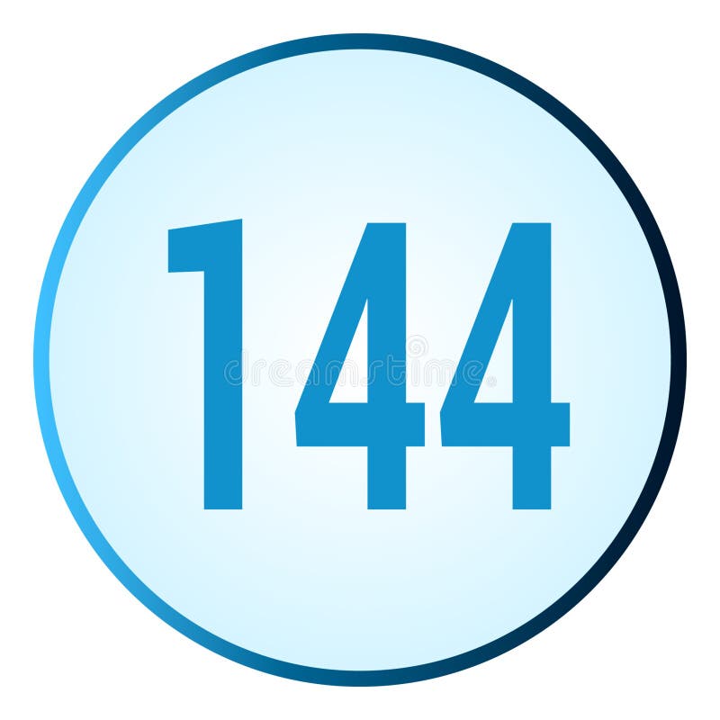 Number 144 Symbol or Logo with Round Frame in Blue Gradient Color Stock ...