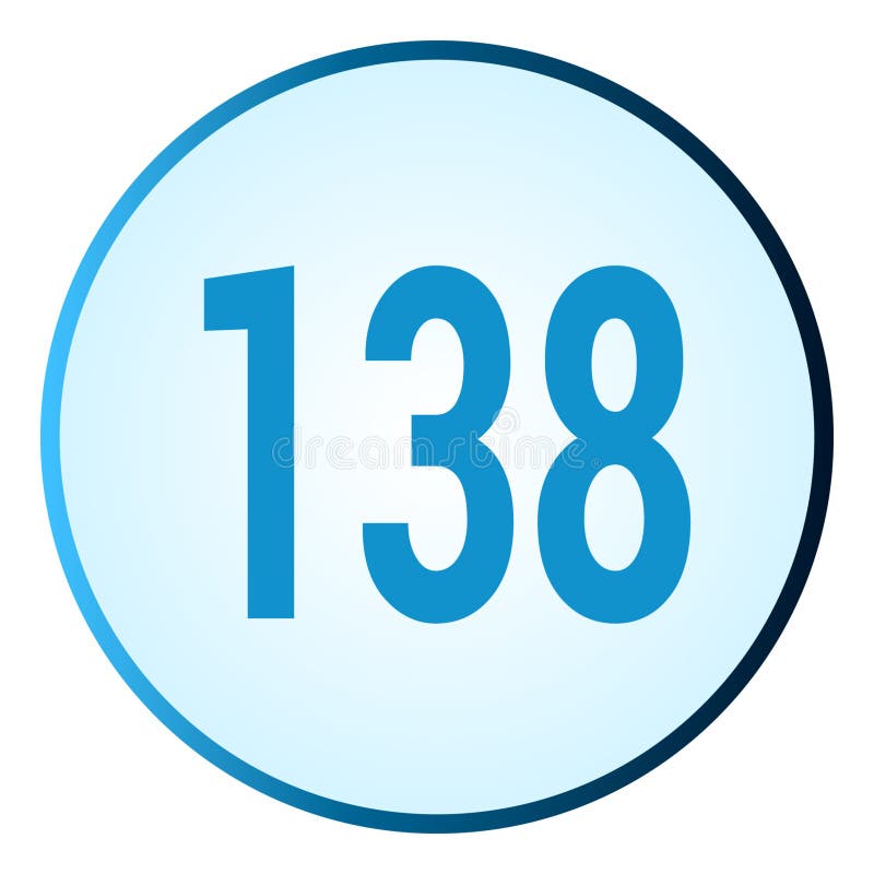 Number 138 Symbol or Logo with Round Frame in Blue Gradient Color Stock ...