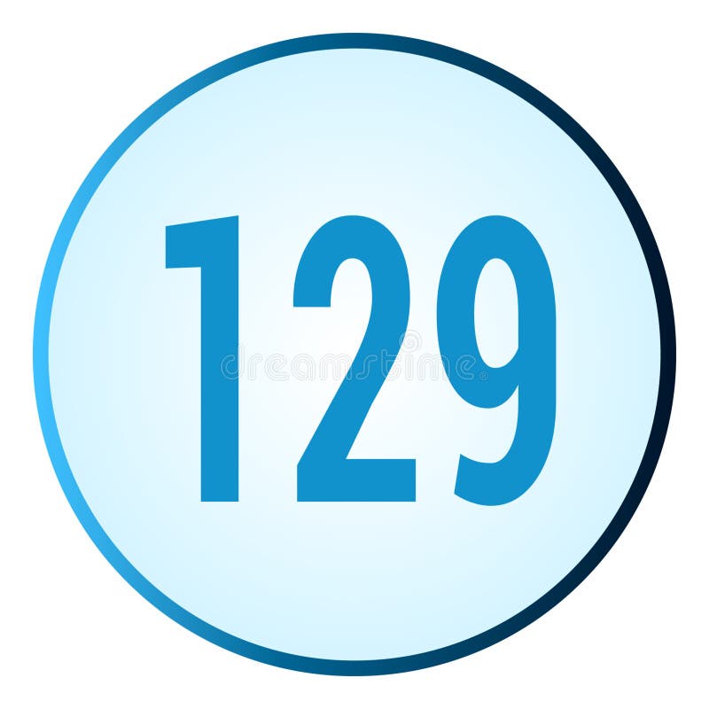 Number 129 Symbol or Logo with Round Frame in Blue Gradient Color Stock ...