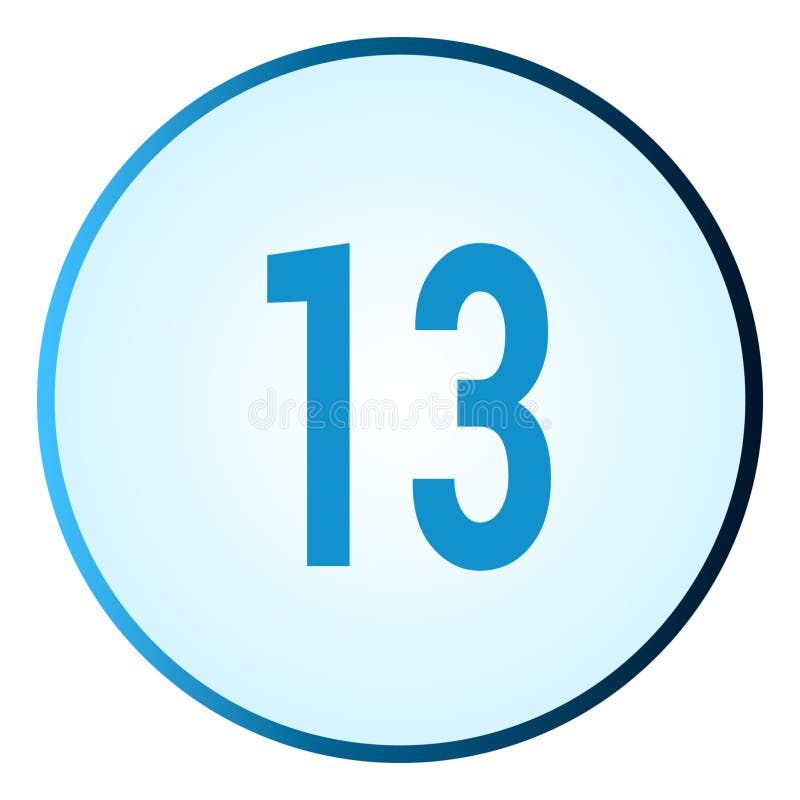 Number 13 Symbol or Logo with Round Frame in Blue Gradient Color Stock ...
