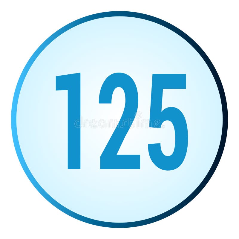 Number 125 Symbol or Logo with Round Frame in Blue Gradient Color Stock ...