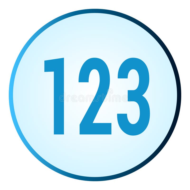 Number 123 Symbol or Logo with Round Frame in Blue Gradient Color Stock ...