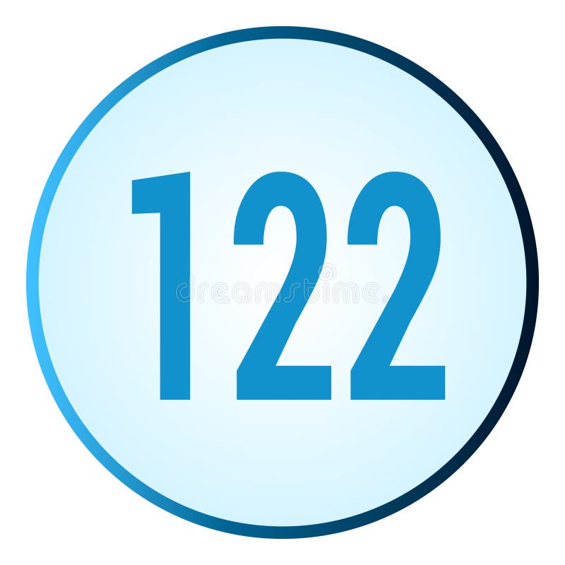 Number 122 Symbol or Logo with Round Frame in Blue Gradient Color Stock ...