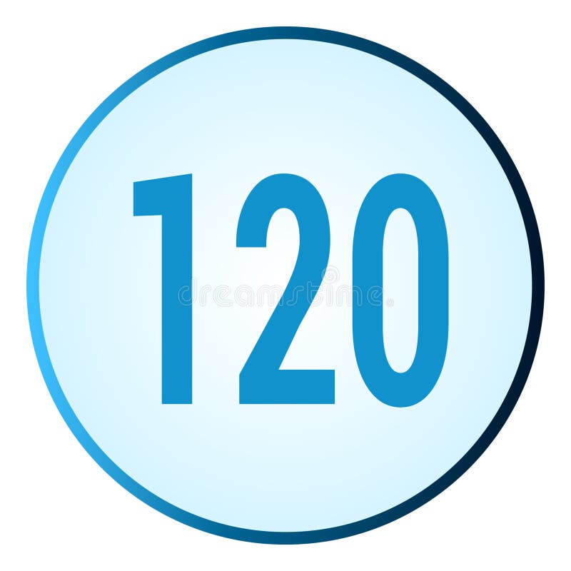 Number 120 Symbol or Logo with Round Frame in Blue Gradient Color Stock ...