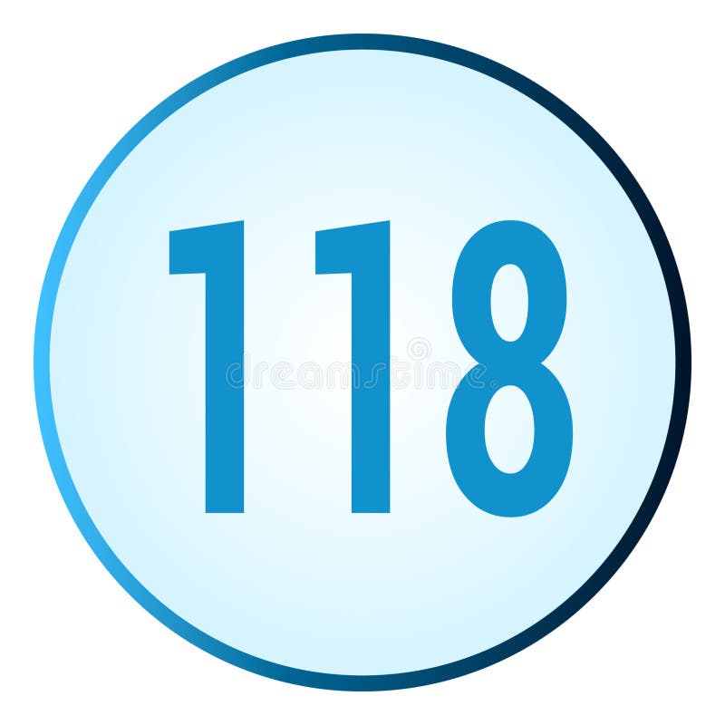 Number 118 Symbol or Logo with Round Frame in Blue Gradient Color Stock ...