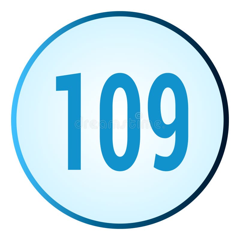 Number 109 Symbol or Logo with Round Frame in Blue Gradient Color Stock ...