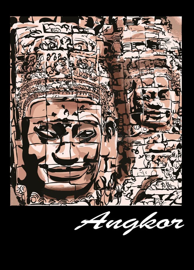 Angkor - the Bayon stock illustration. Illustration of asia - 57889673
