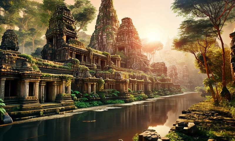 Angkor Wat Ancient Temple View at Sunset Stock Video - Video of angkor ...