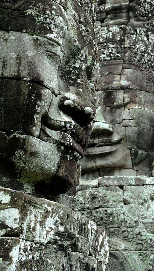 Angkor Wat - Bayon - Two Faces Stock Image - Image of asian, ancient ...