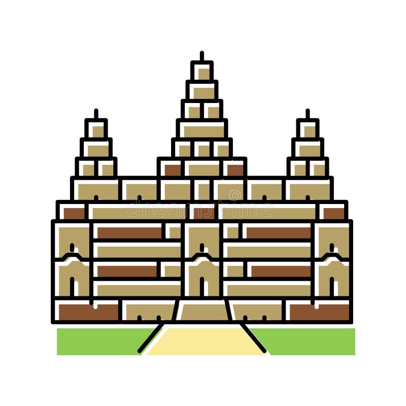 Angkor Wat Color Icon Vector Illustration Stock Vector Illustration Of Land Shaolin 254428792