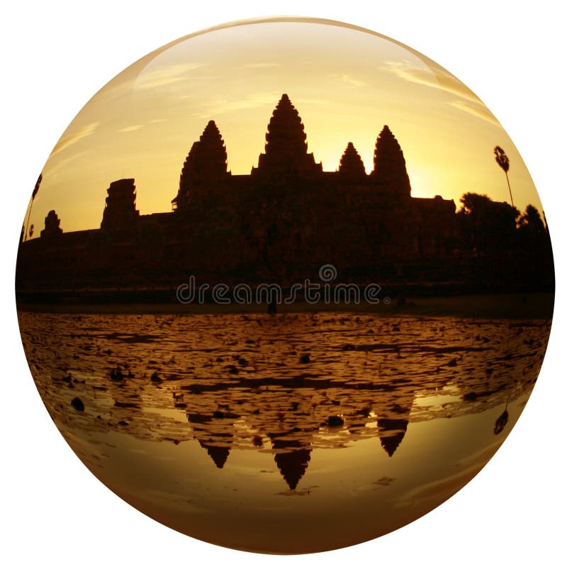 Angkor Wat in a Crystal or Glass Ball Stock Image - Image of silhouette ...