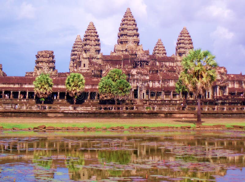 Angkor Wat with reflection stock image. Image of serene - 80458439
