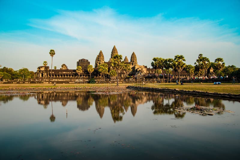 Front Side of the Main Complex of Angkor Wat Stock Photo - Image of ...