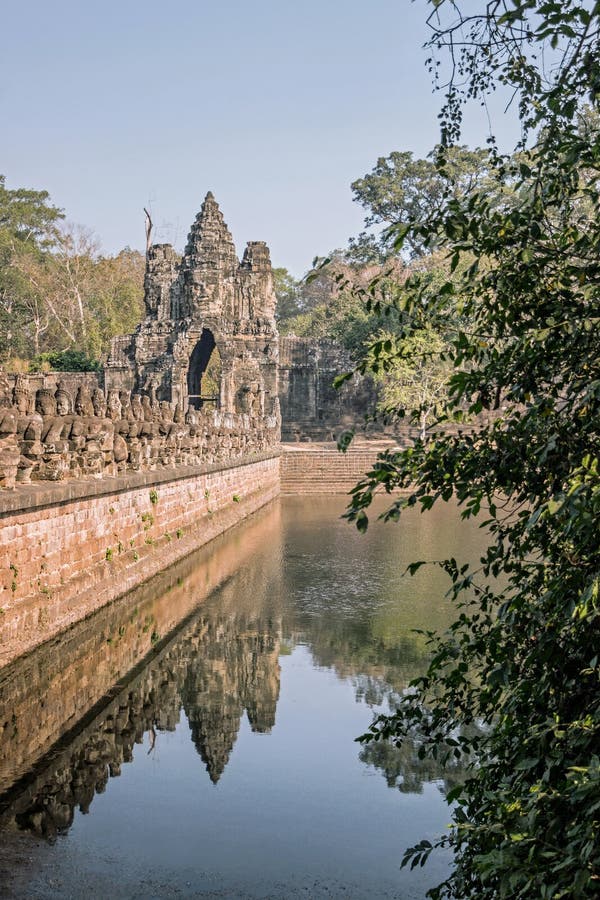 Angkor Wat South Gate Bridge Stock Photo - Image of architecture ...