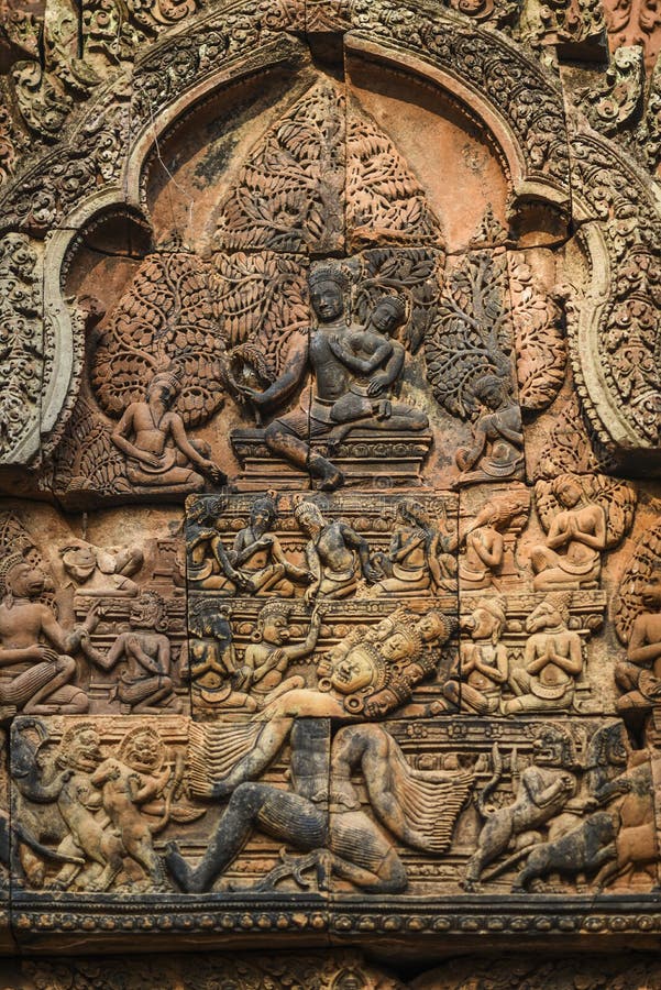 Angkor Wat Temple Sculpture in Cambodia. Stock Image - Image of reap ...