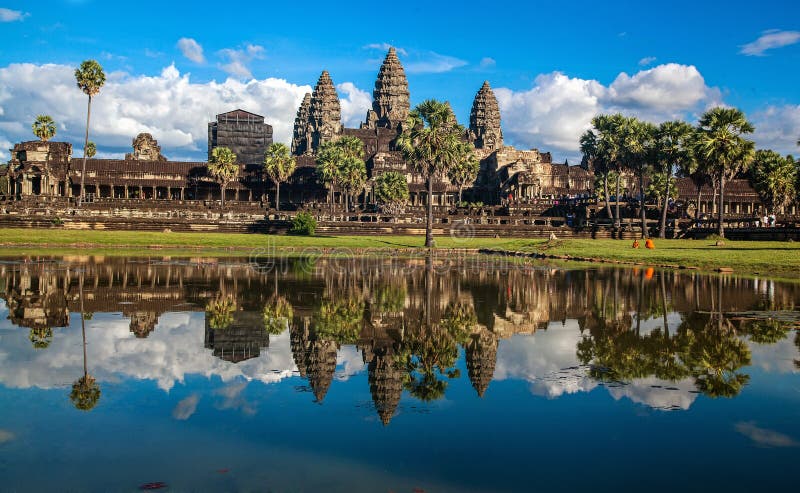 Angkor Wat with reflection stock image. Image of serene - 80458439