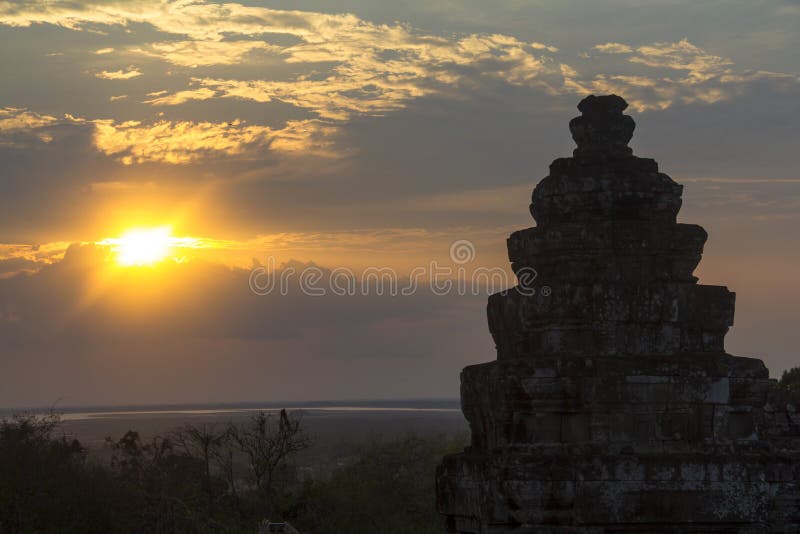 Angkor Wat Temple at Sunset, Cambodia Stock Image - Image of angkor ...