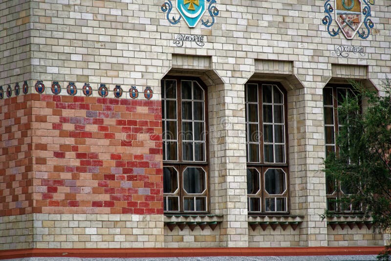 Angle of Antique Building Wth Windows. Architecture Large Building of ...