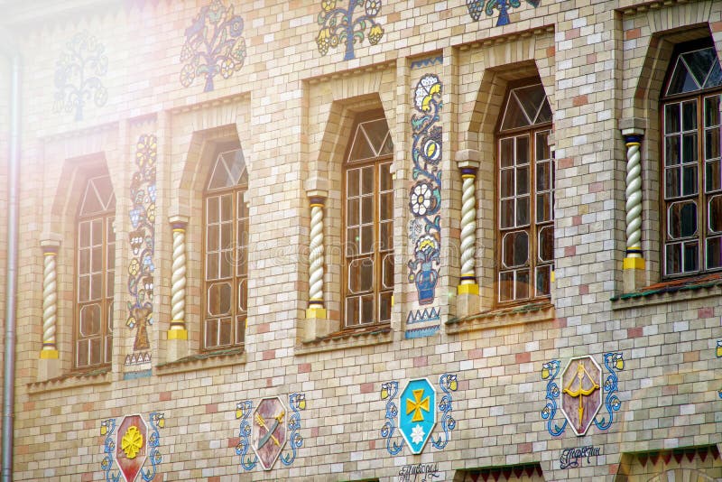 Angle of Antique Building Wth Windows. Architecture Large Building of ...