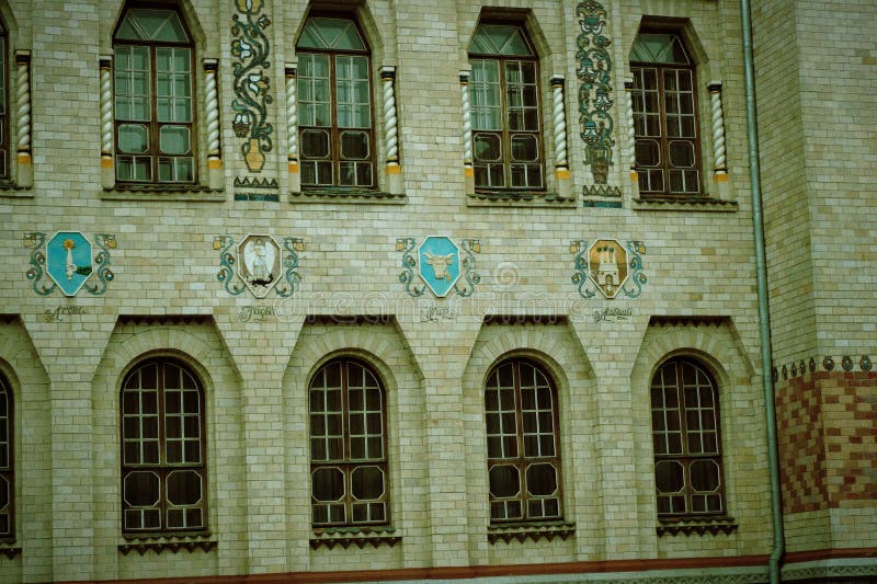 Angle of Antique Building Wth Windows. Architecture Large Building of ...