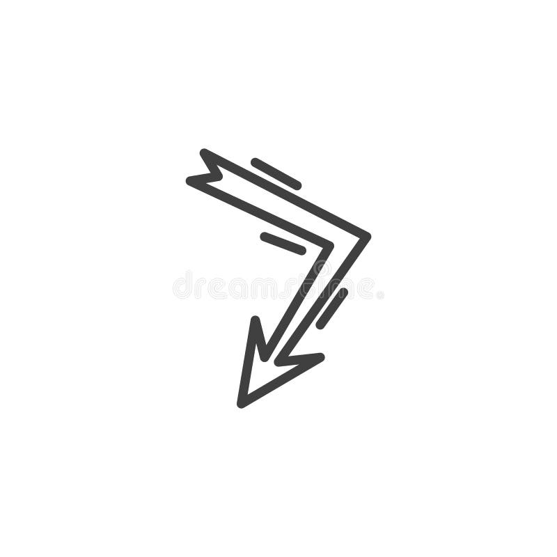 Angle arrow down line icon stock vector. Illustration of pictogram ...