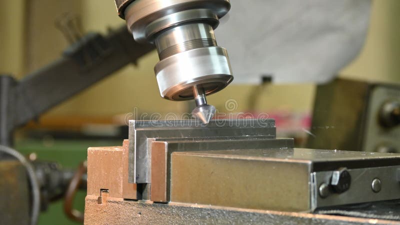 The Angle Chamfer Milling the Metal Plate Part by Chamfer Tool Stock ...