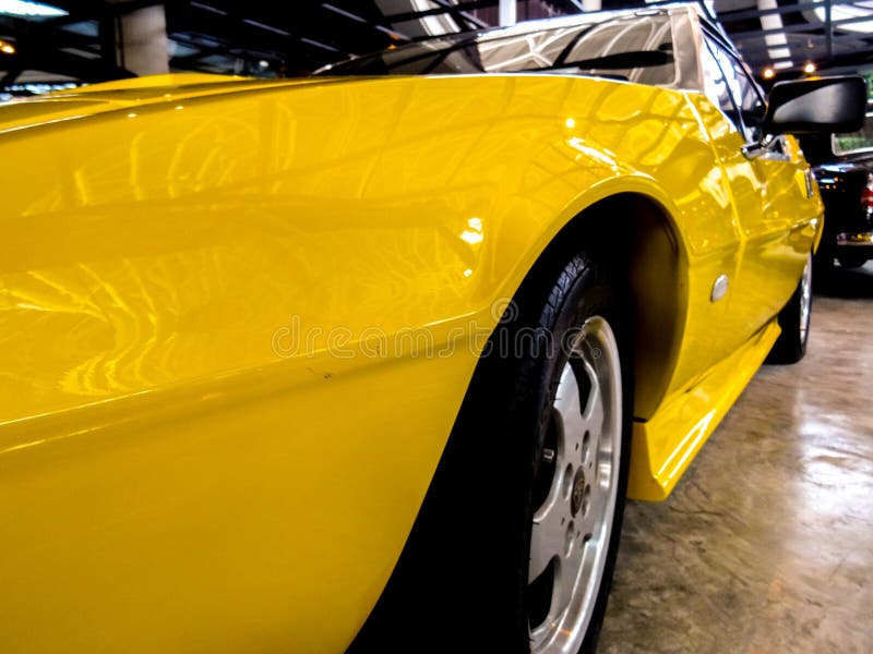 Wheel View - Fast Yellow Classic Car Stock Photo - Image of brisk ...