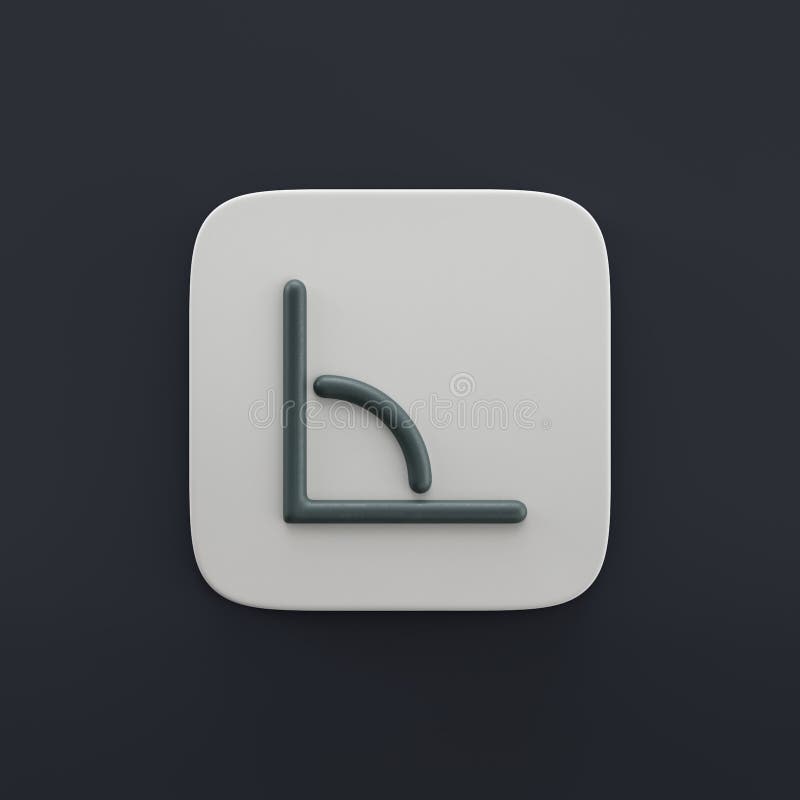 Angle 3d Icon, Outilne Design and Development Icon in Grey Color on a ...