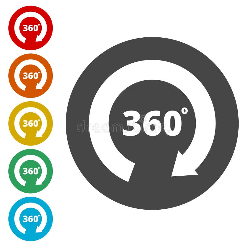 Angle 360 Degrees Sign Icons Set Stock Vector - Illustration of ...