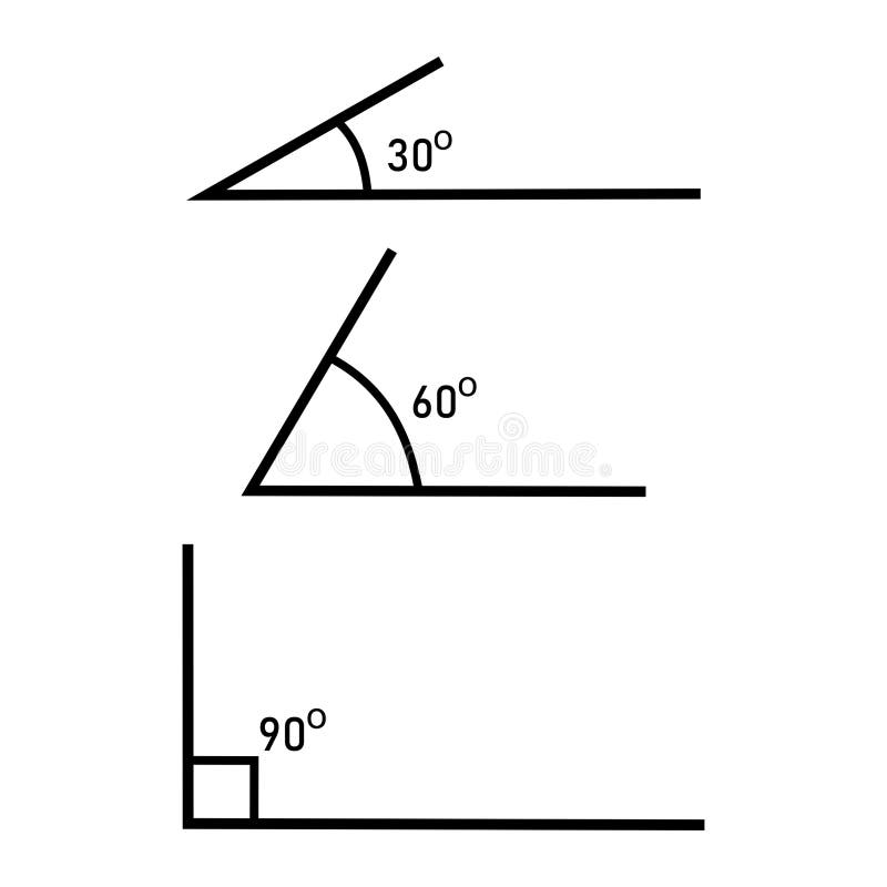 Angle of 30, 60, 90 Degrees Vector Illustration Stock Illustration ...