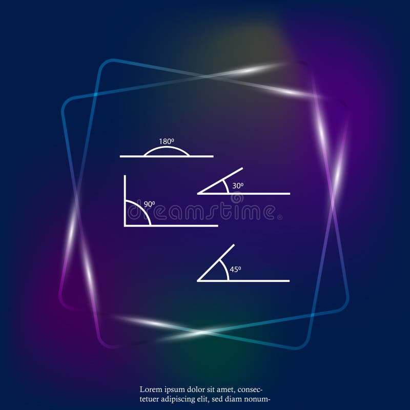 Angle of 180, 45,30,90 Degrees Vector Neon Light Illustration. T Stock ...