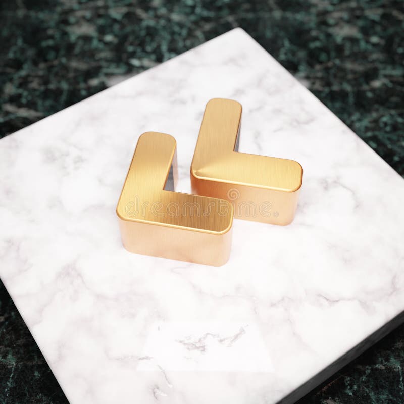 Angle Double Left Icon. Bronze Angle Double Left Symbol on White Marble ...