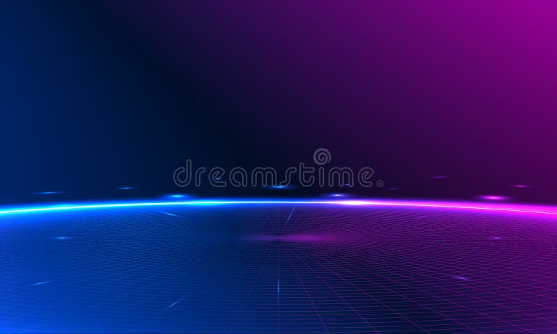Synthwave Wireframe Net Illustration. Abstract Digital Background Stock ...