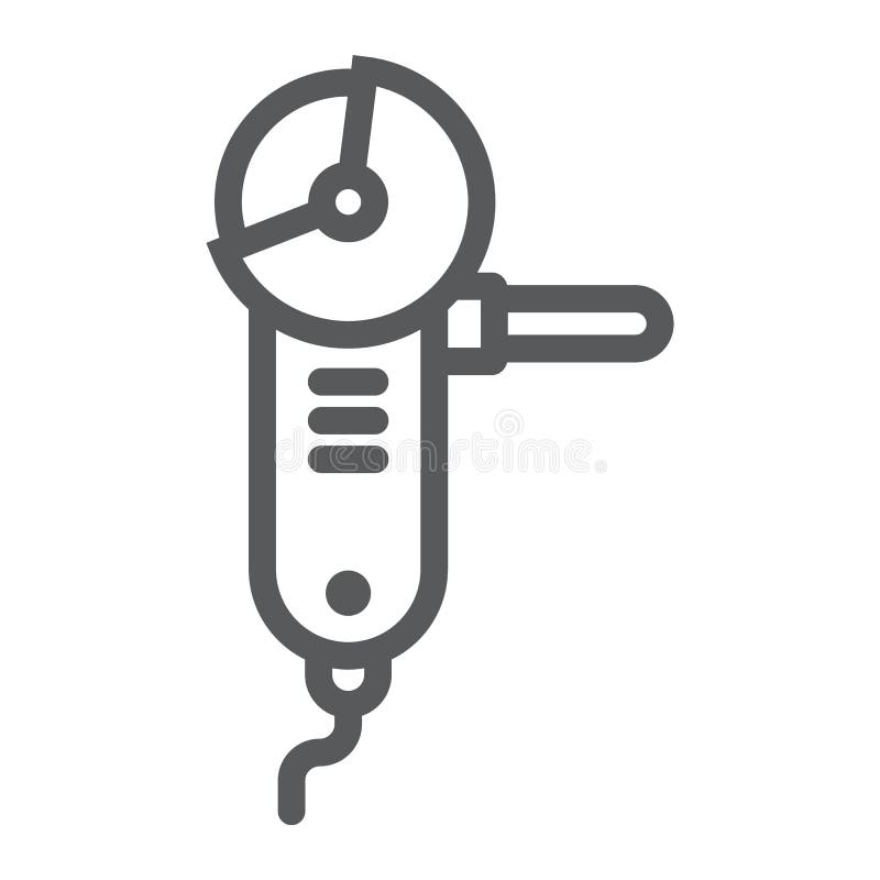 Angle Grinder Line Icon, Tool and Equipment, Cutter Sign, Vector ...