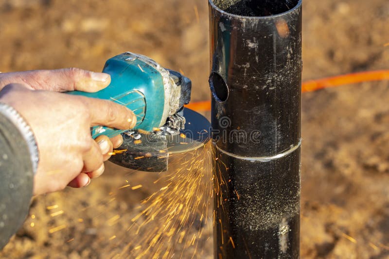 Angle Grinder, Pipe End. Foundation Works. Locksmith Stock Vector ...