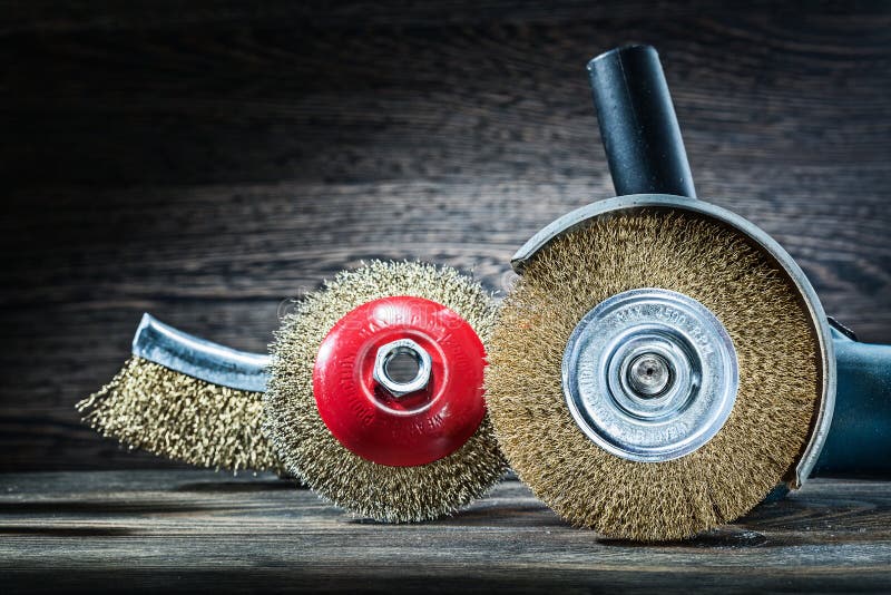 Angle Grinder with Set of Abrasive Wire Brushes Stock Image - Image of ...
