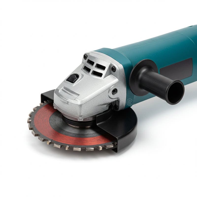 An Angle Grinder with a Teal and Silver Body, Featuring a Circular ...
