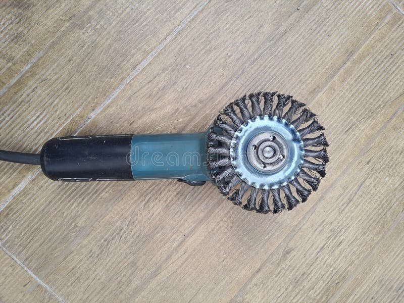 Angle Grinder with Wire Brush, Top View. Stock Photo - Image of copy ...