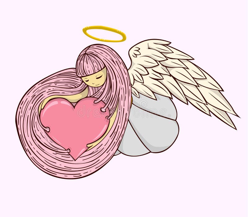 Heart With Angle Wings And Gold Halo Stock Vector - Illustration of ...